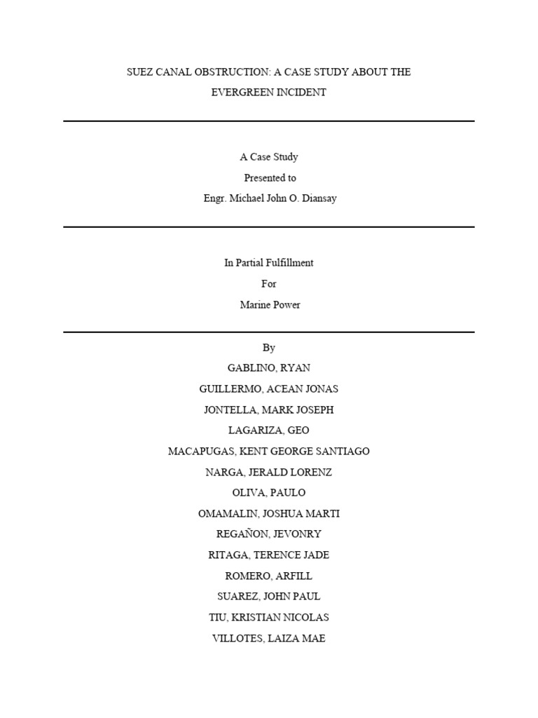 Suez Canal Blockage: Ever Given Case Study | PDF | Shipping | Water ...