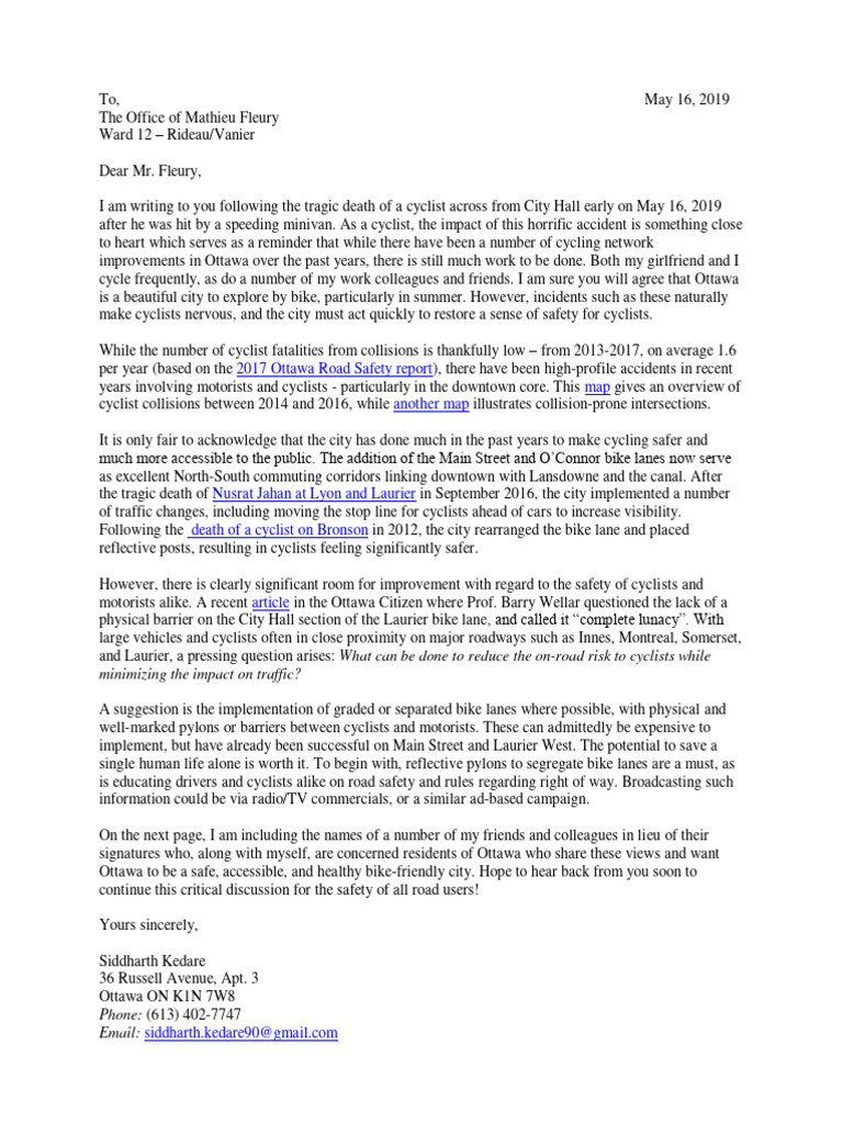 BikeLanesOttawaCityCouncil_MathieuFleury_Draft | PDF | Cycling ...