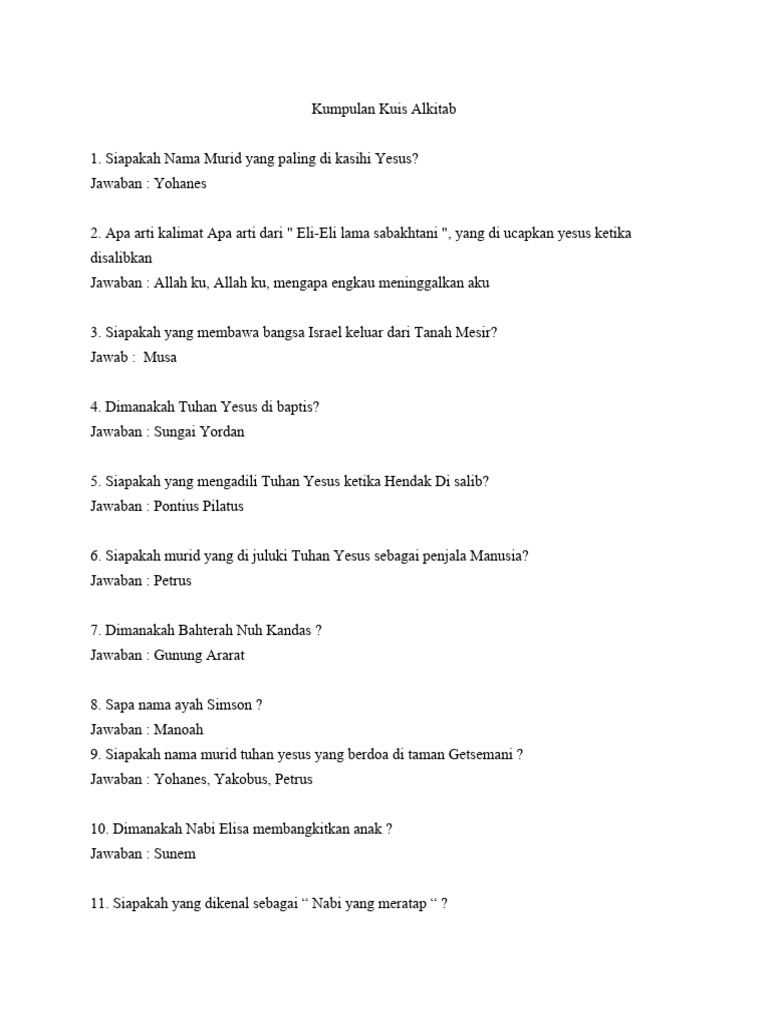 Kumpulan Kuis Alkitab | PDF | Filsafat