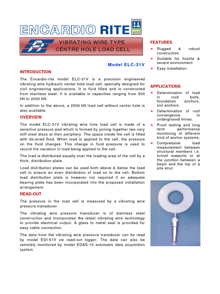 Elc31v - VW Hydraulic Load Cell | PDF | Electrical Components | Equipment