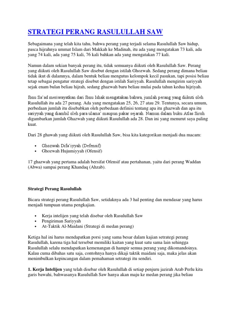 Strategi Perang Rasulullah | PDF