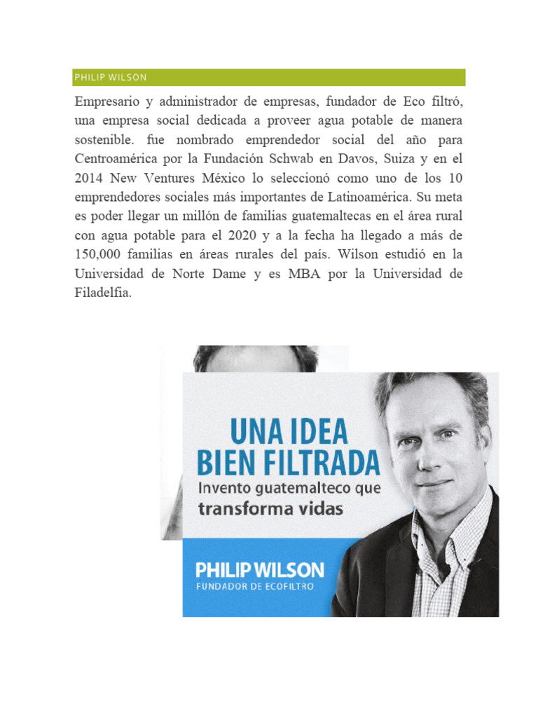 Biografía de Philip Wilson, emprendedor social | PDF | Ciencias sociales