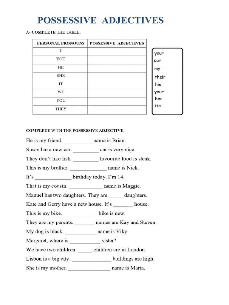 Possessive Test | PDF