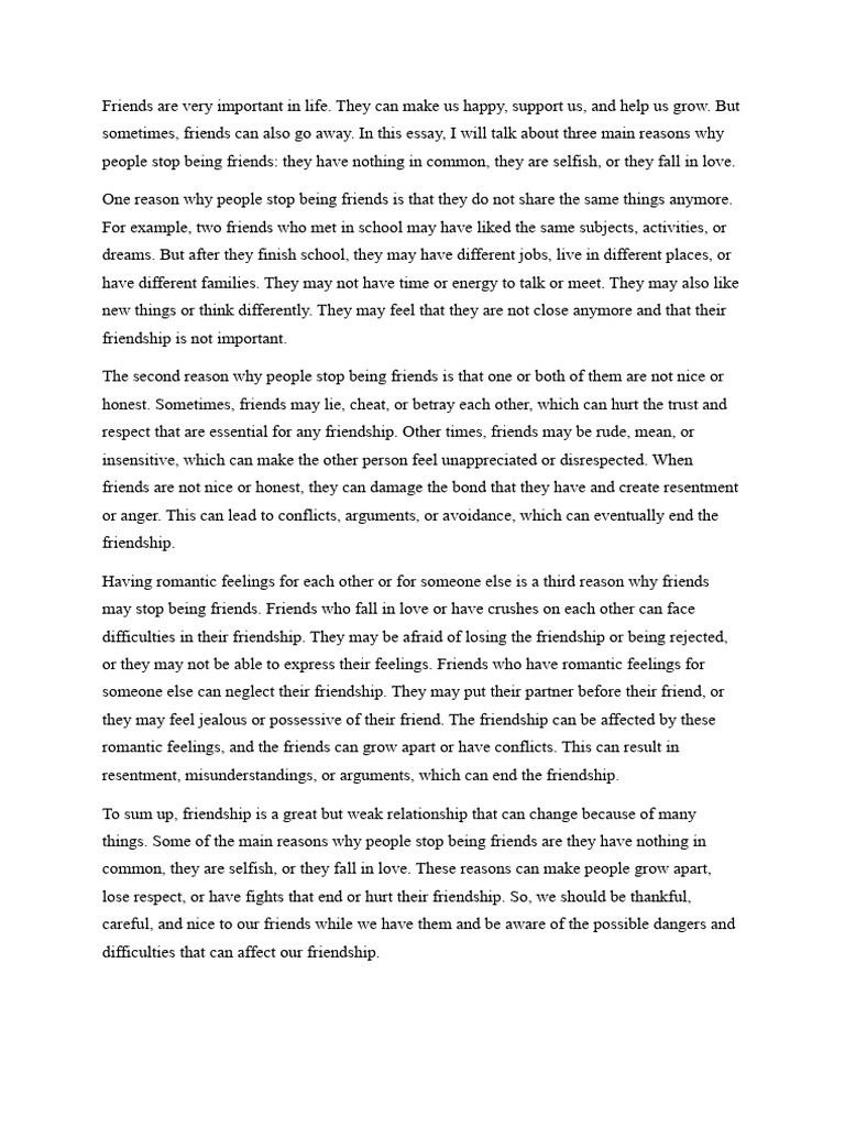 3 main reasons why people stop being friends | PDF | Friendship | Love