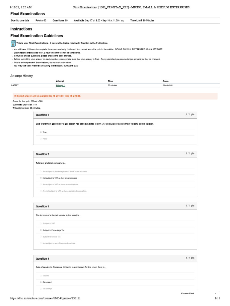 Final Examinations: Attempt History | PDF | Taxes | Value Added Tax
