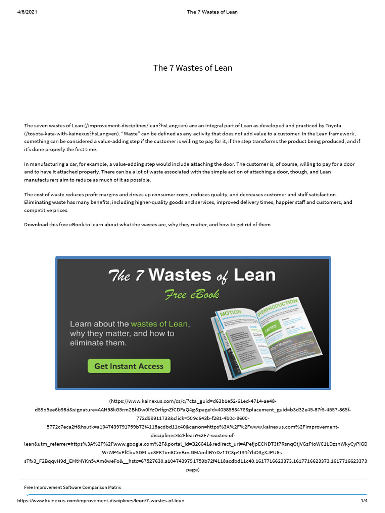 The 7 Wastes of Lean | PDF | Lean Manufacturing | Inventory