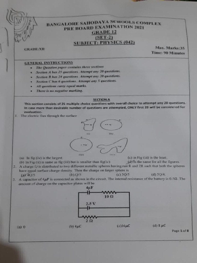 2021-22 Term 1 - Physics Term 1 Preboard (MCQs) | PDF 2021-22 Term 1 - Physics Term 1 Preboard (MCQs) | PDF