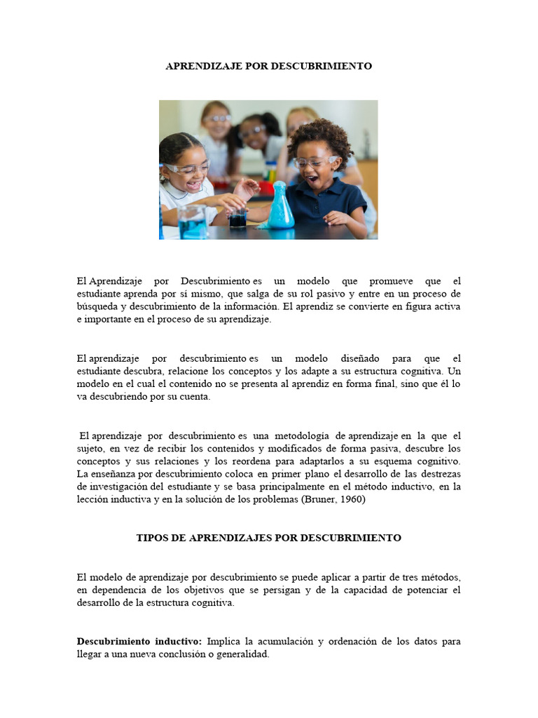 APRENDIZAJE POR DESCUBRIMIENT1 | PDF | Aprendizaje | Modificación de comportamiento