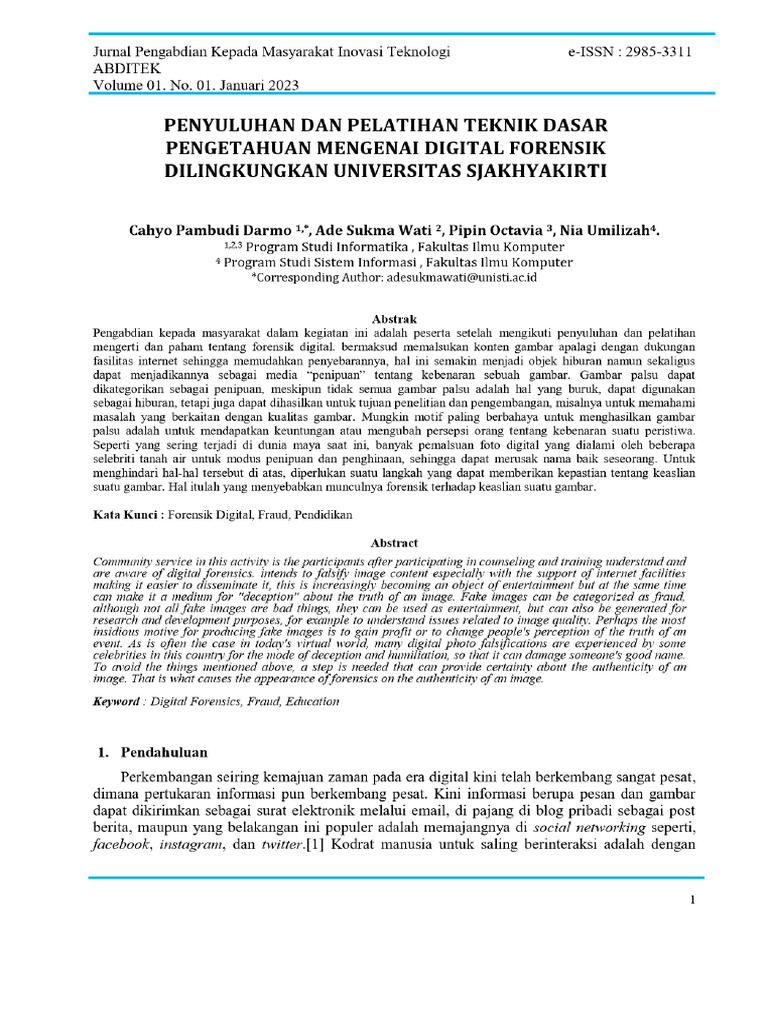 Penyuluhan Dan Pelatihan Teknik Dasar Pengetahuan Mengenai Digital Forensik | PDF