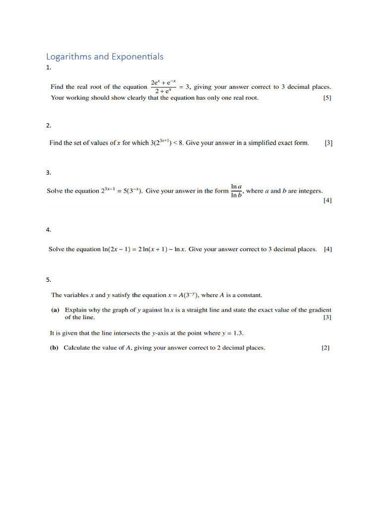 Logarithms and Exponentials | PDF