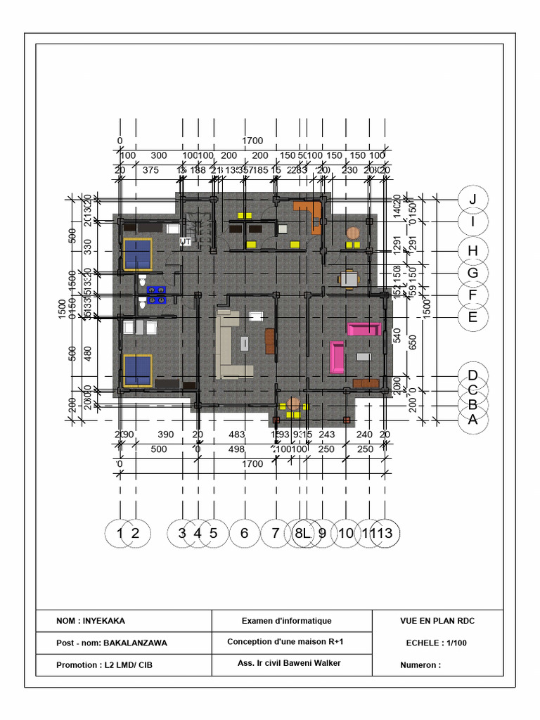 Plan de maison R+1 - Examen Informatique | PDF