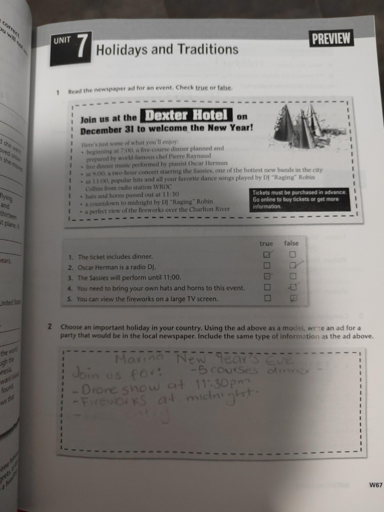 Workbook Unit 7 Interchange 3a. | PDF