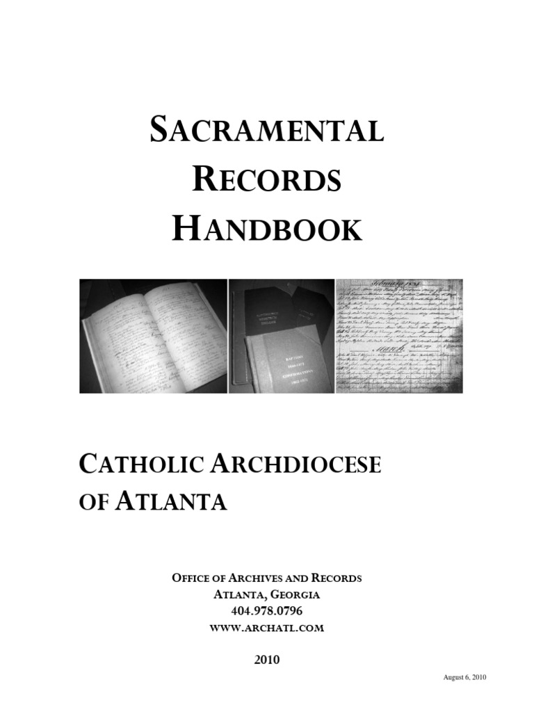 Sacramental Records Handbook Atlanta | PDF | Confirmation | Catholic Church
