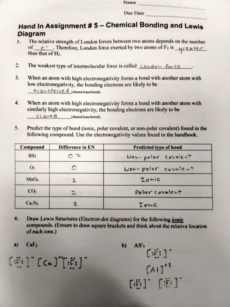 HI#5 | PDF | Chemical Bond | Covalent Bond