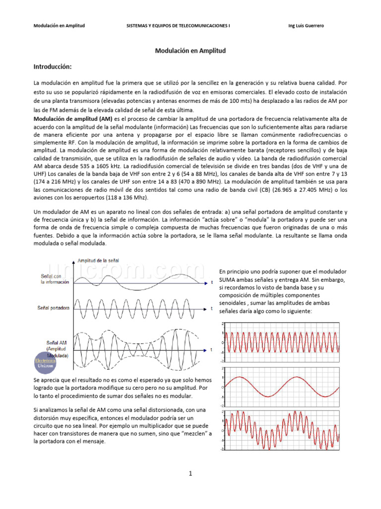 Modulación en Amplitud: Fundamentos y Aplicaciones | PDF | Modulación | Radio