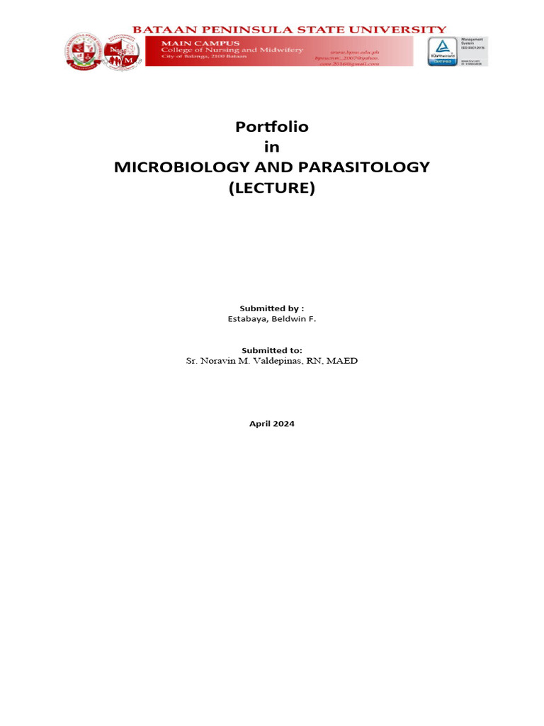 Microbiology and Parasitology Portfolio | PDF | Bacteria | Learning
