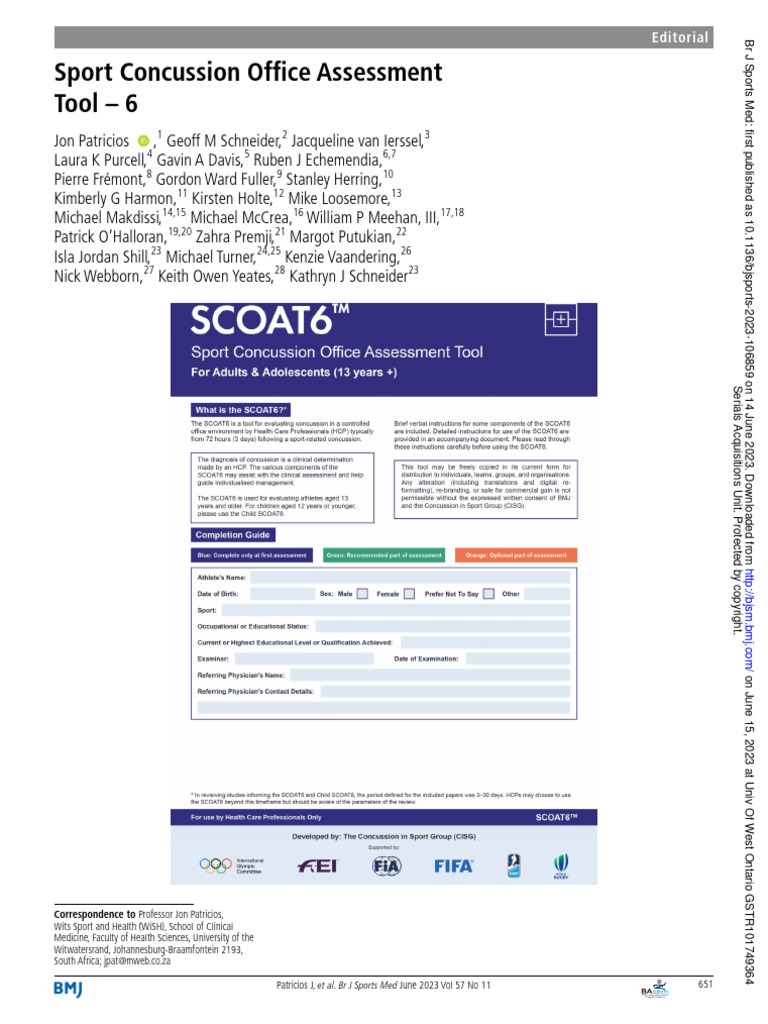 SCOAT6 | PDF | Concussion | Traumatic Brain Injury