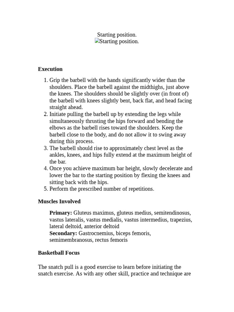 Snatch Pull Exercise Guide | PDF | Wellness