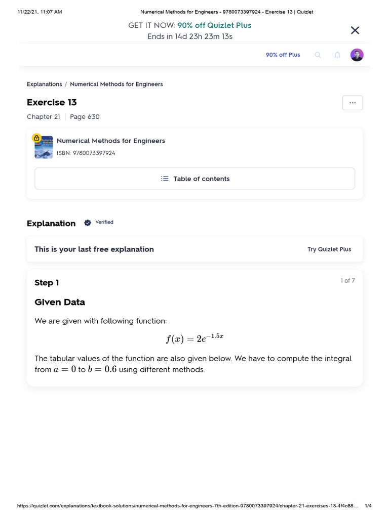 Numerical Methods For Engineers - 9780073397924 - Exercise 13 - Quizlet ...