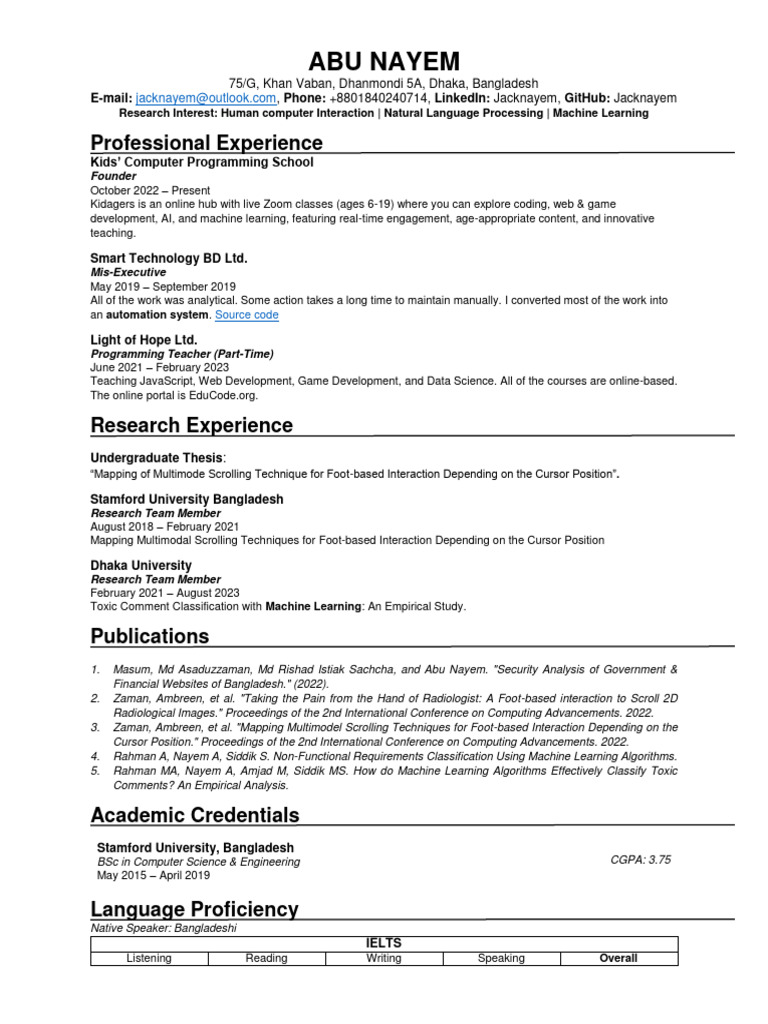 CV (Abu Nayem) - University of Padua - Data Science | PDF | Machine Learning | Statistics