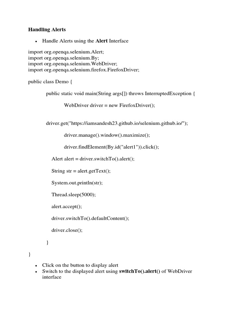 Handling Alerts | PDF | Computer Science | Control Flow Handling Alerts | PDF | Computer Science | Control Flow