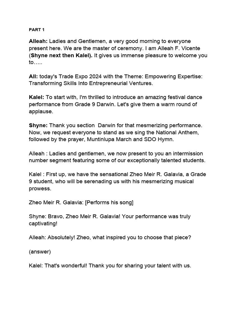 Expo Script2024 | PDF | Performing Arts