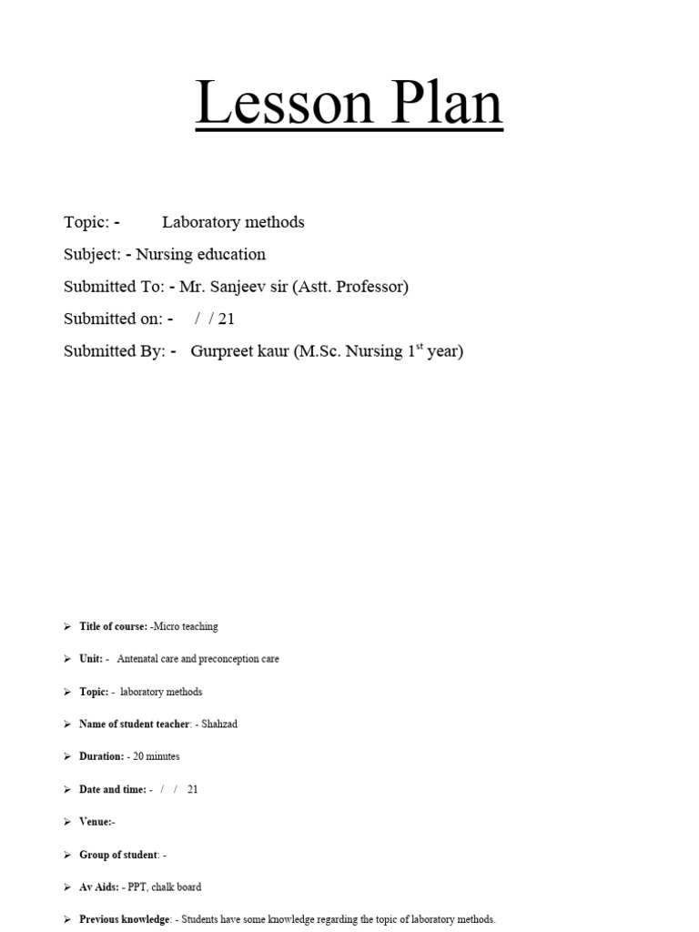 Nursing Education: Laboratory Methods Plan | PDF | Laboratories | Lecture