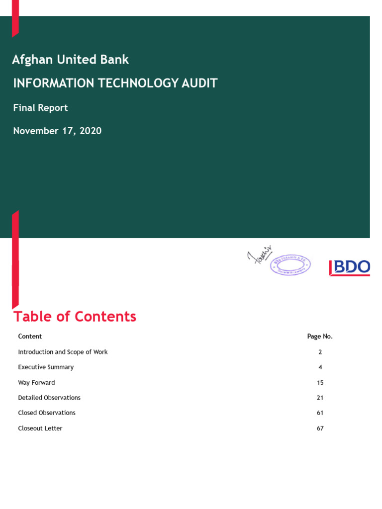 BDO Assessment Report 2020 | PDF | Security | Computer Security