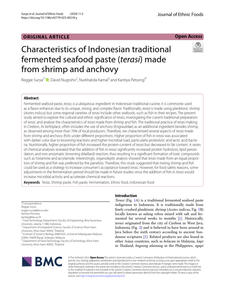 Surya Nugroho Kamal Petsong 2024 Terasi Shrimp Anchovy | PDF | Foods