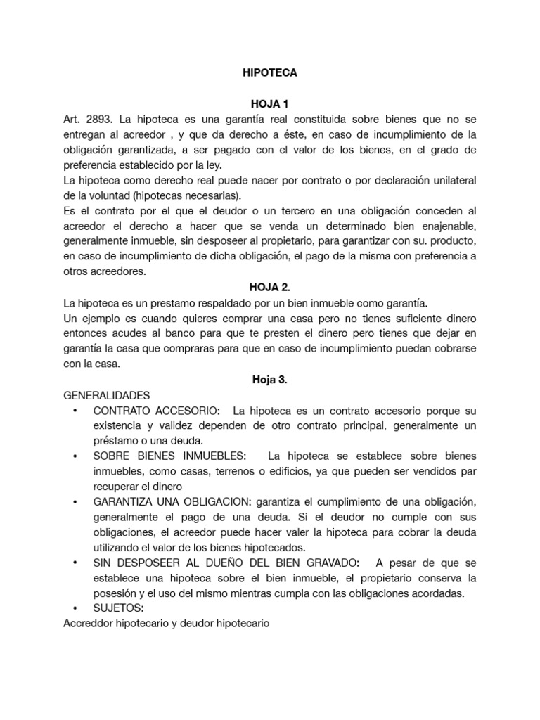 Apunte Hipoteca FMR | PDF | Ley de hipotecas | Pagos