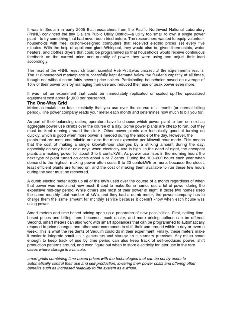 The One-Way Grid | PDF | Electrical Grid | Smart Grid