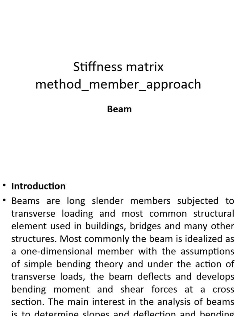 6 Stiffness Method Beam Member Approach | PDF | Beam (Structure) | Bending
