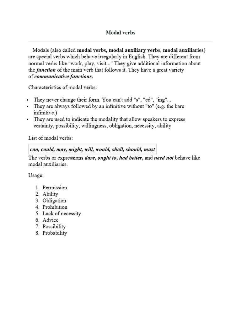 Modal Verbs | Download Free PDF | Linguistics | Semantics