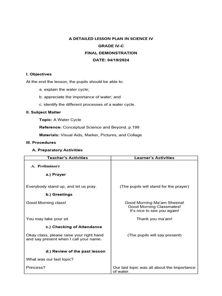 Final Demo - LP - A Water Cycle. | PDF | Water | Water Cycle