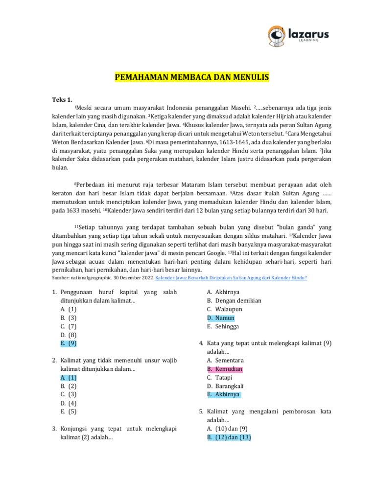 (PBM-015) Pemahaman Membaca Dan Menulis 015 | PDF