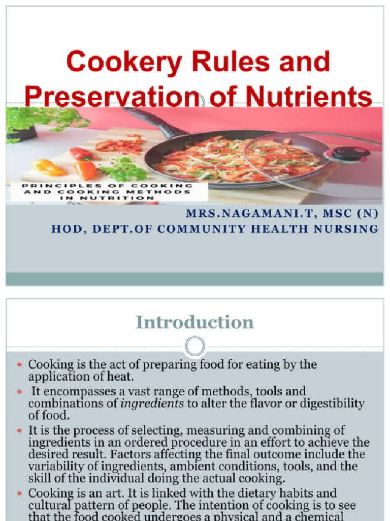 Cookery Rules and Preservation of Nutrients Explained - 20240412 - 124425 | PDF