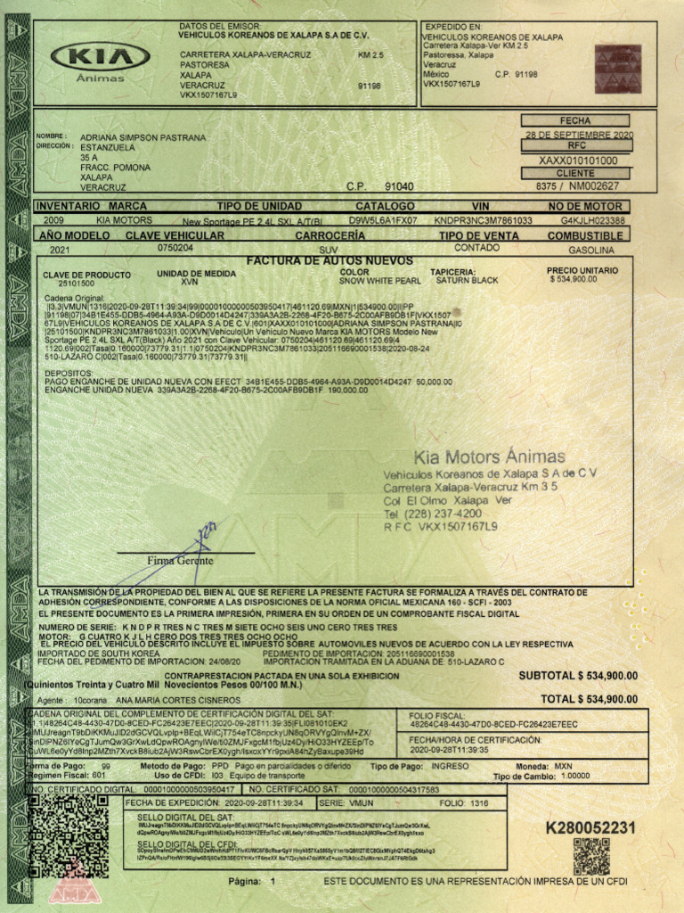 Factura Kia | PDF