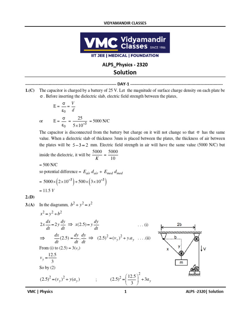 ALPS 2320 Physics Assignment Solutions | PDF | Capacitor | Force