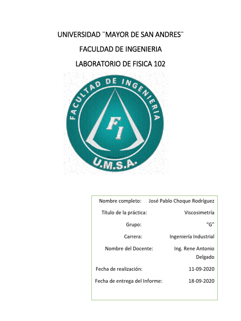2 Informe Viscosimetria FIS 102L | PDF | Viscosidad | Líquidos