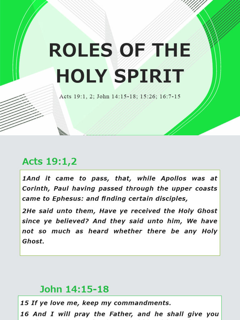 Roles of The Holy Spirit | PDF | Holy Spirit | Trinity