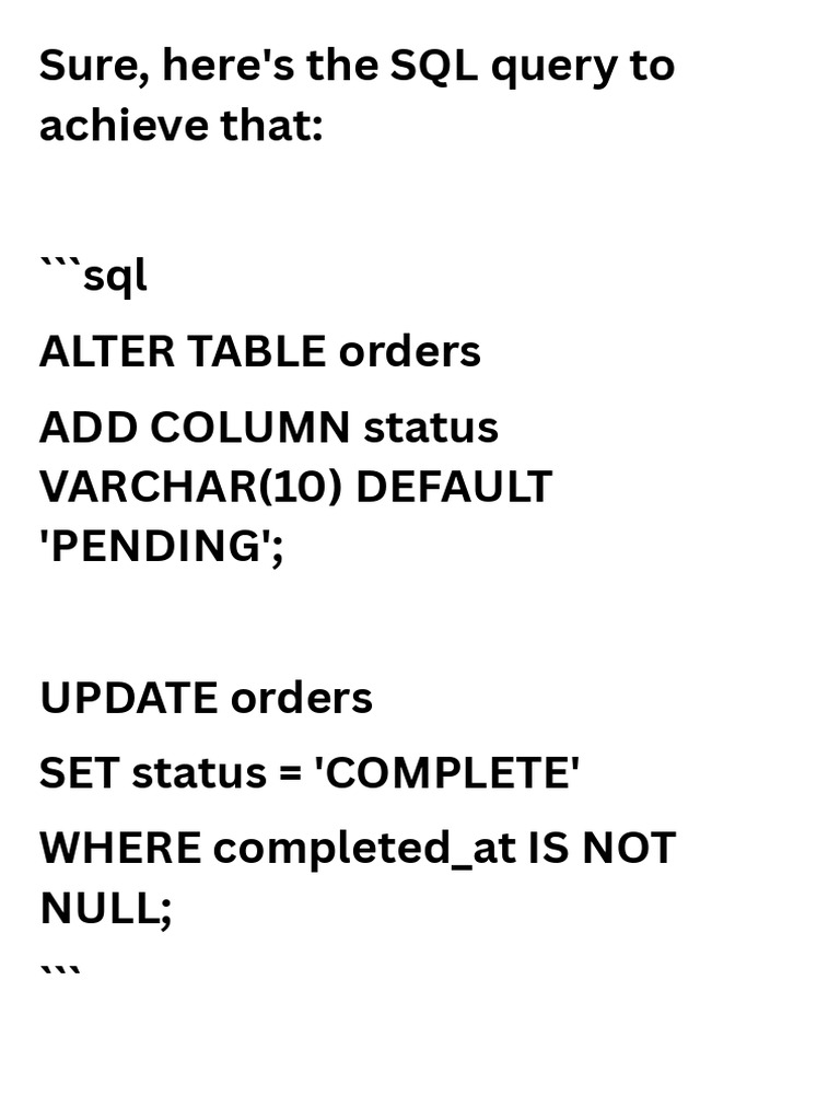 SQL: Update Order Status Efficiently | PDF