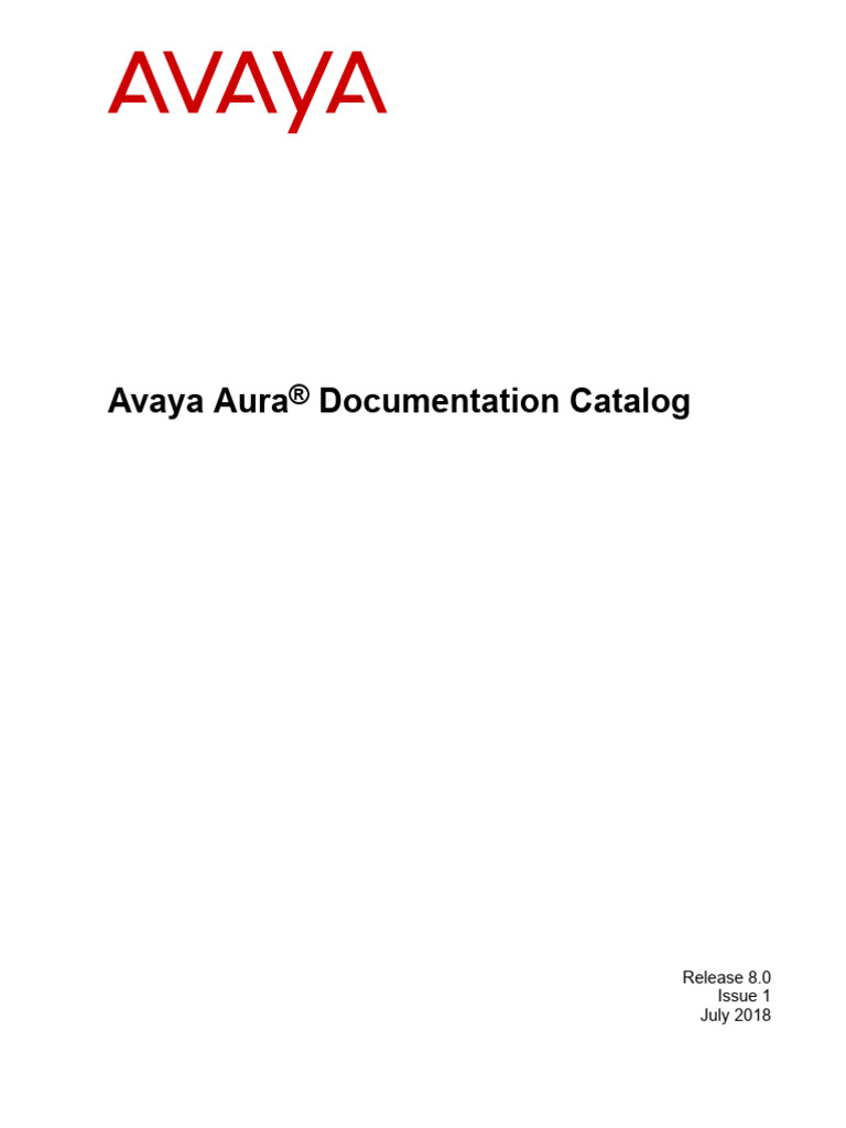 Documentation Catalog For Avaya Aura R8.0 July 2018 | PDF | Session ...
