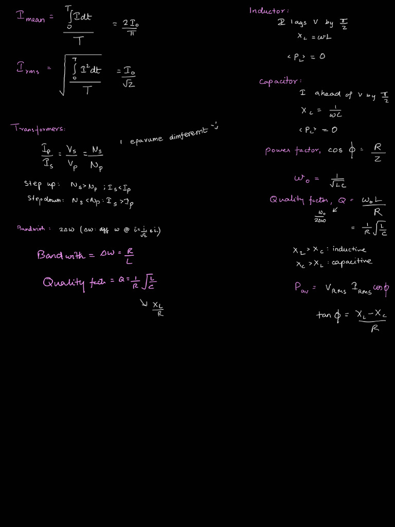 Alternating Current Short Notes | PDF