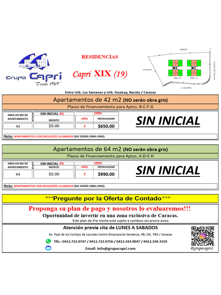 Plan de Pre-Venta Capri 19 Sin Inicial | PDF