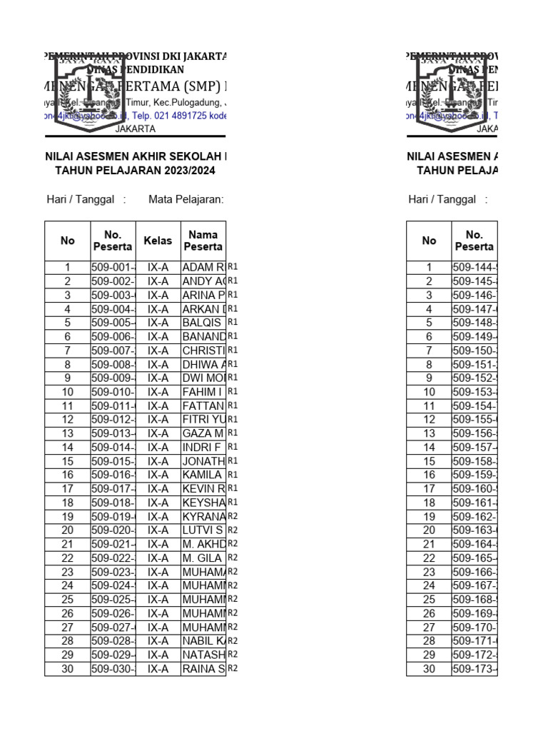 Format Asesmen Akhir Semester | PDF