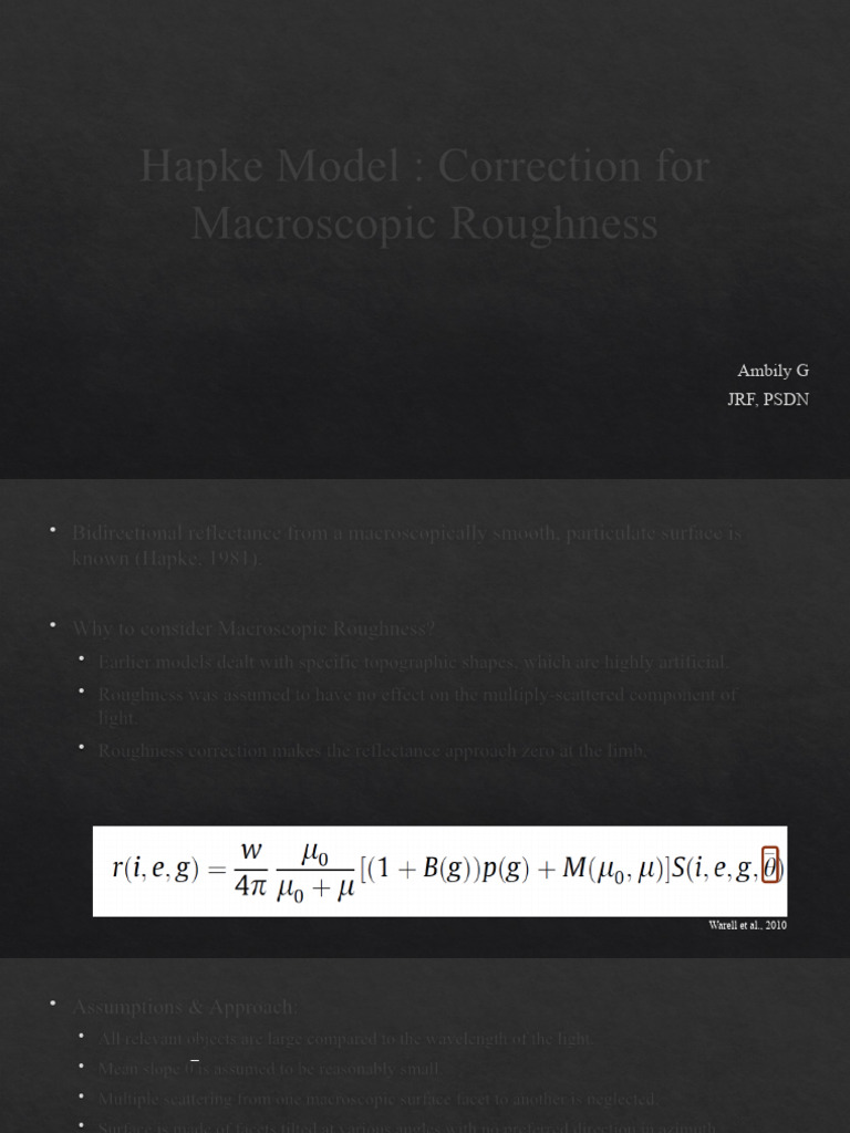 Hapke Model-Macroscopic Roughness - Ambily G | PDF | Science & Mathematics