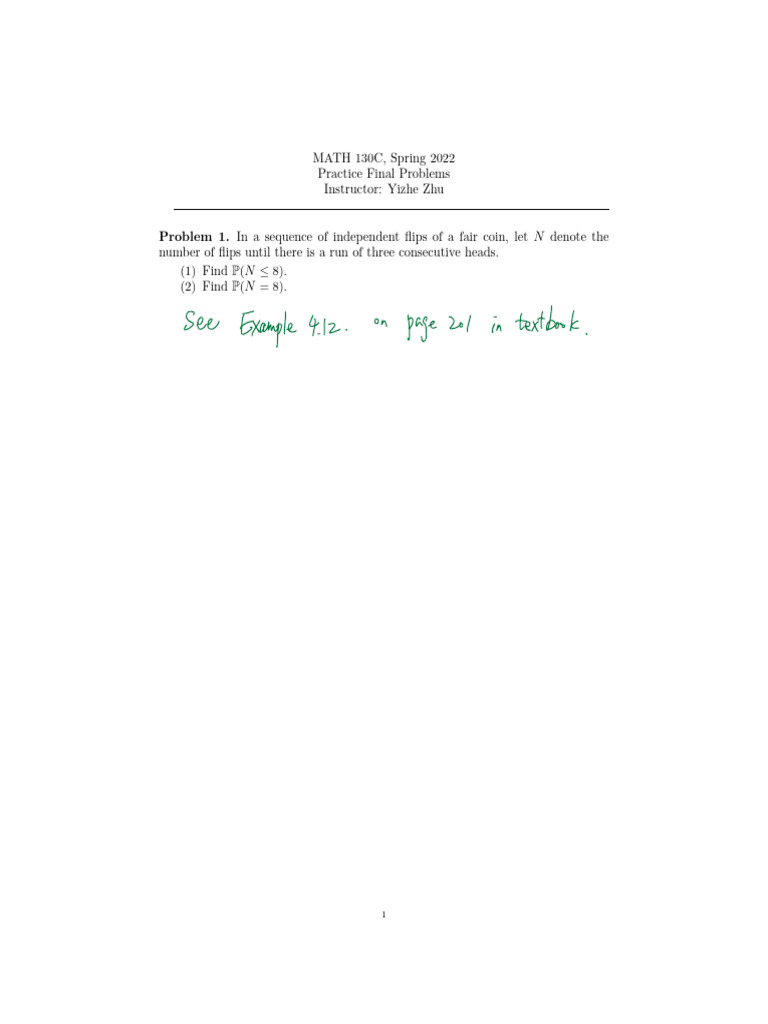 130C - Final - Practice Solution | PDF | Probability | Applied Mathematics
