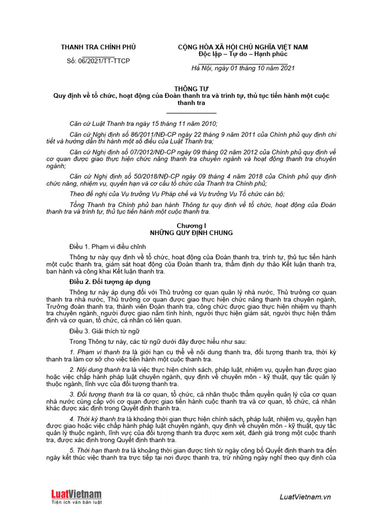 Thong Tu 06 2021 TT TTCP | PDF