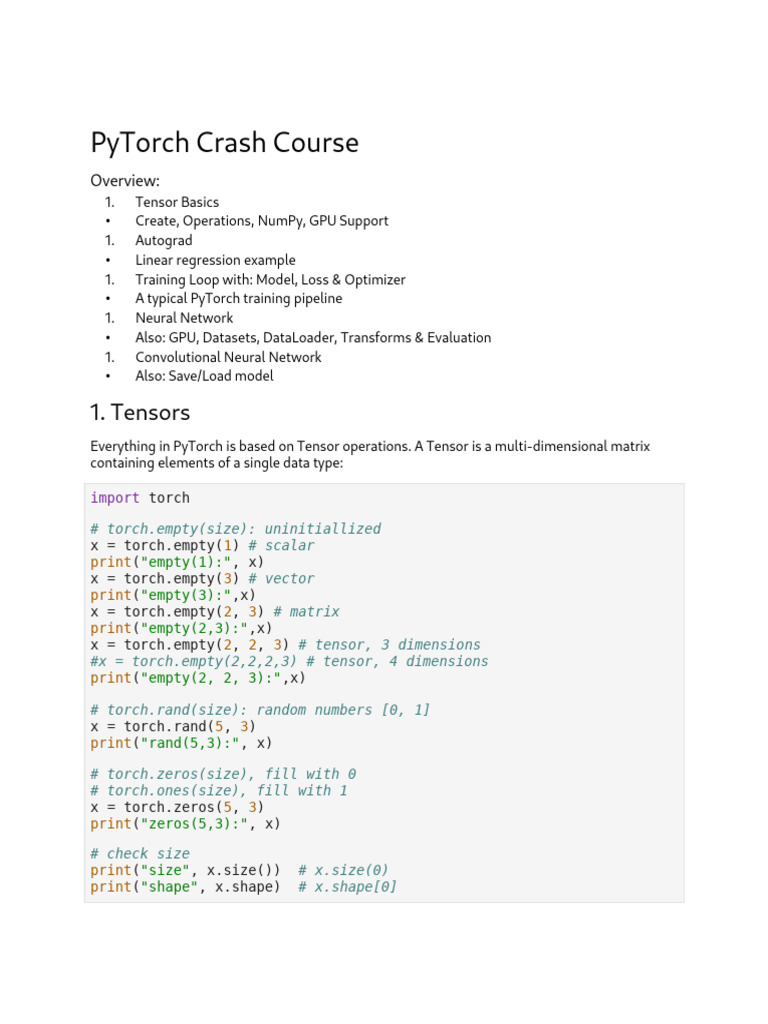 PyTorch Crash Course 1713016363 | PDF | Algorithms | Computer Programming
