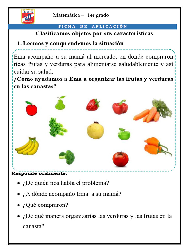 Ficha de Mat. Clasificamos Objetos 1 | PDF